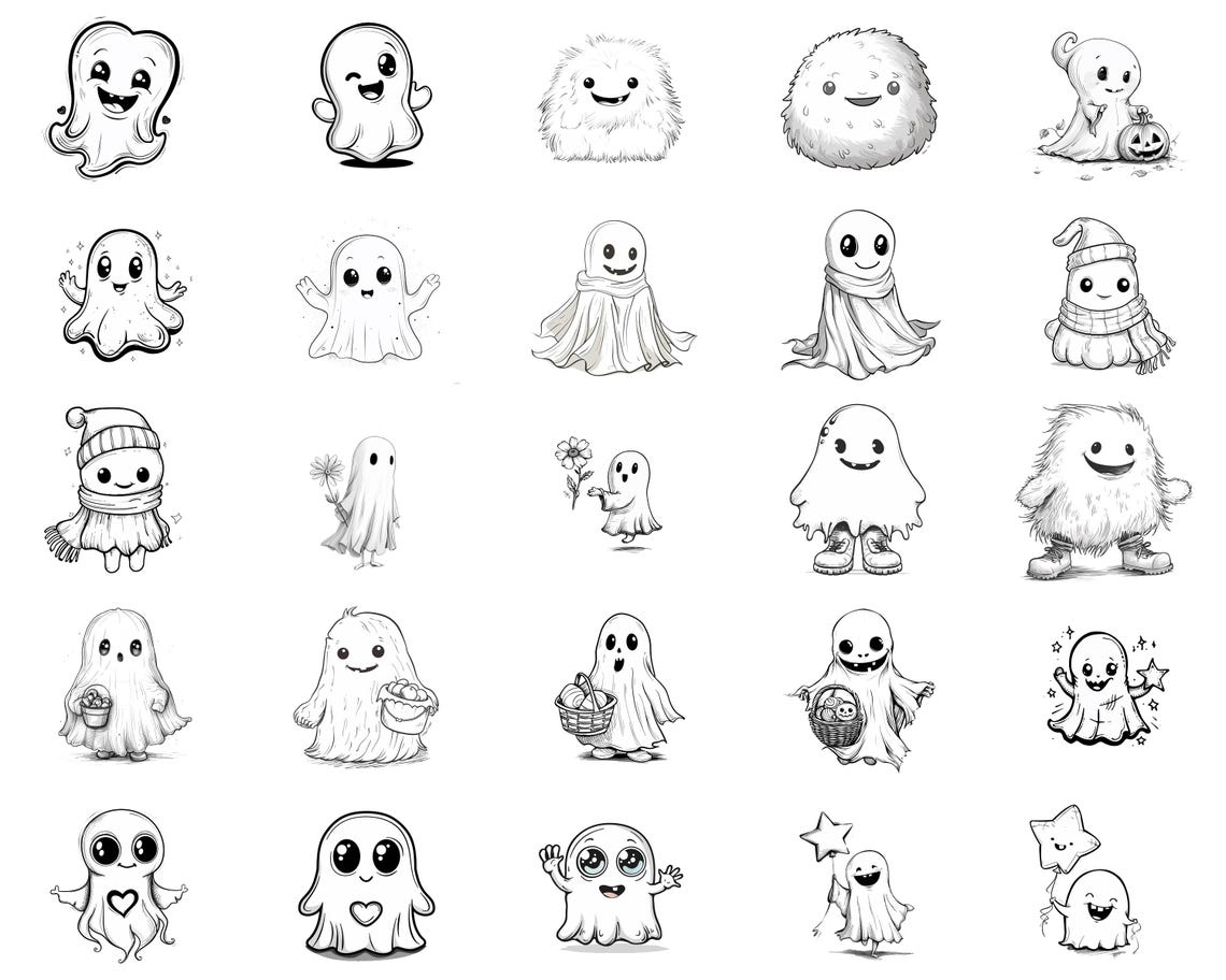 100+ Cute Ghost Procreate Brush Set | Procreate Stamp Brushes | Instant ...