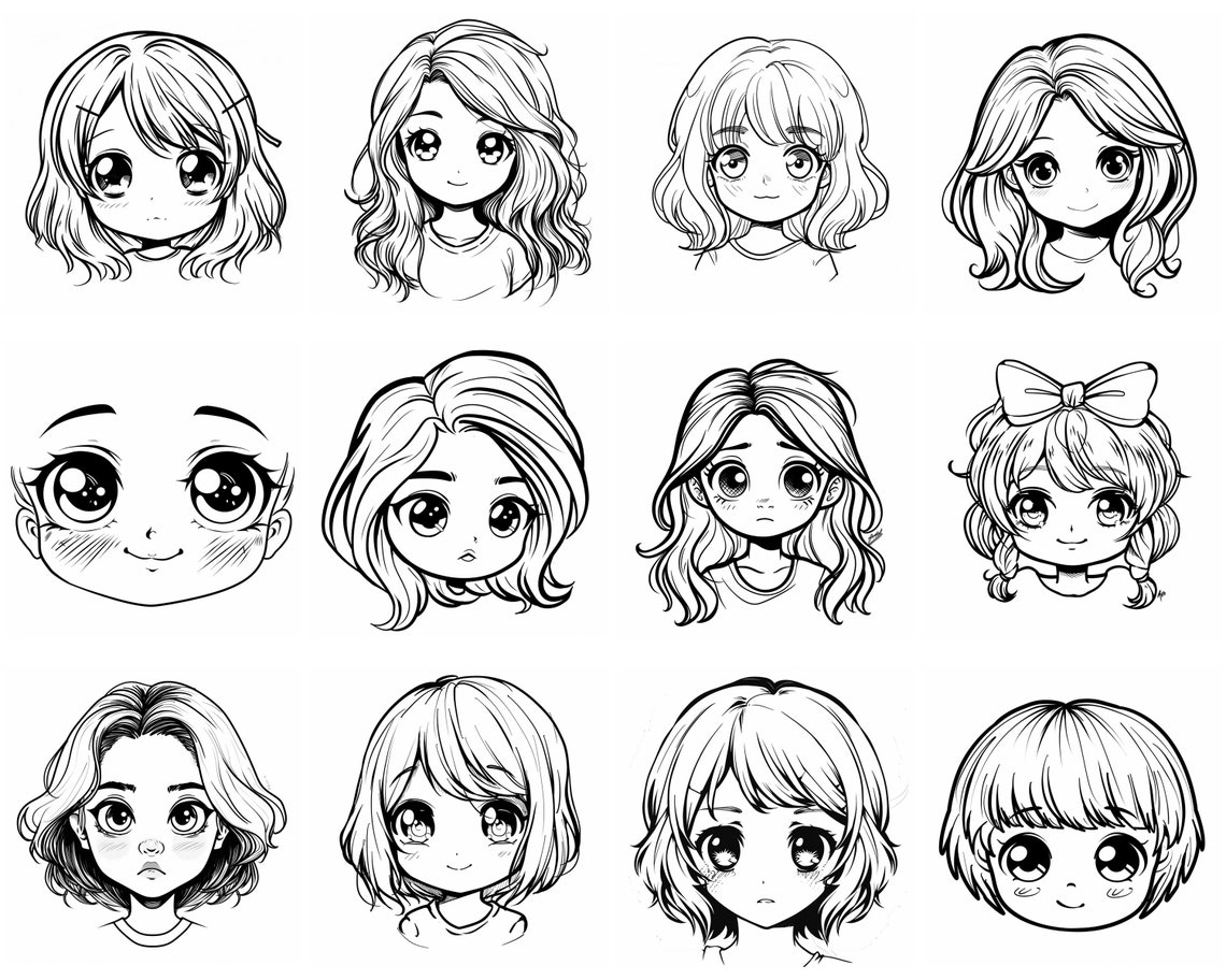 151+ Chibi Face Procreate Brush Set | Stamps for Procreate | Instant ...