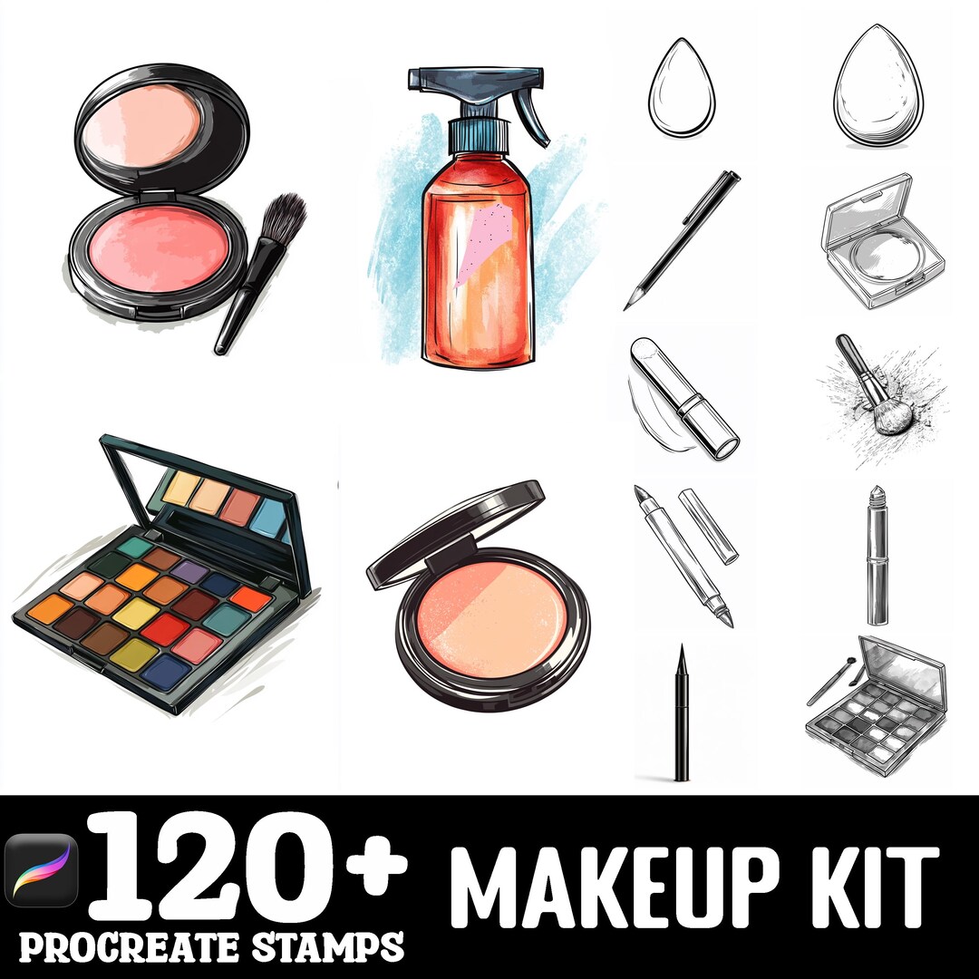 120+ Makeup Kit Procreate Brush Set | Stamps for Procreate | Instant ...