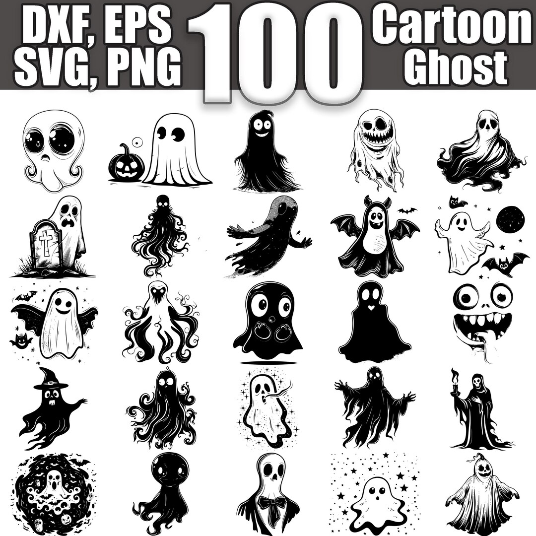 Cartoon Ghost SVG Bundle, Set of 100, Instant Digital Download Svg Png ...