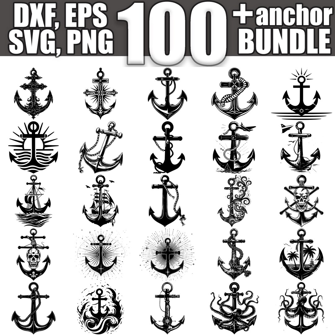Anchor SVG Bundle, Set of 100, Instant Digital Download Svg Png Dxf Eps ...
