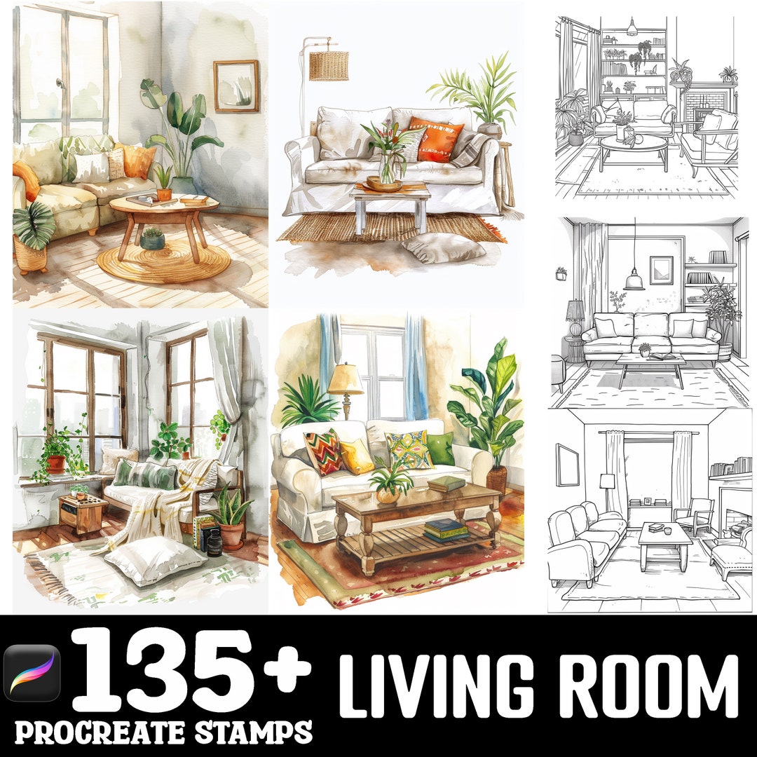 135+ Living Room Procreate Brush Set | Stamps for Procreate | Instant ...