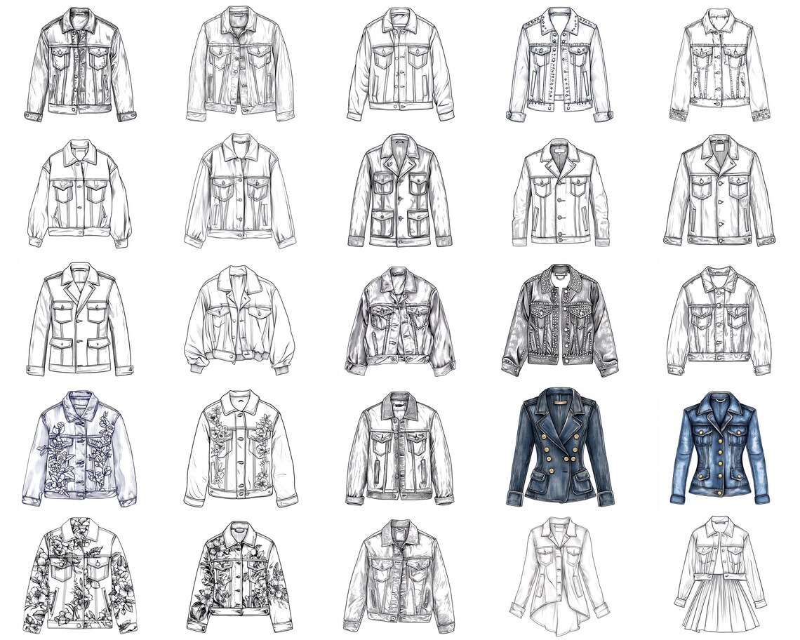 120+ Denim Dress Jacket Procreate Brush Set | Stamps for Procreate ...