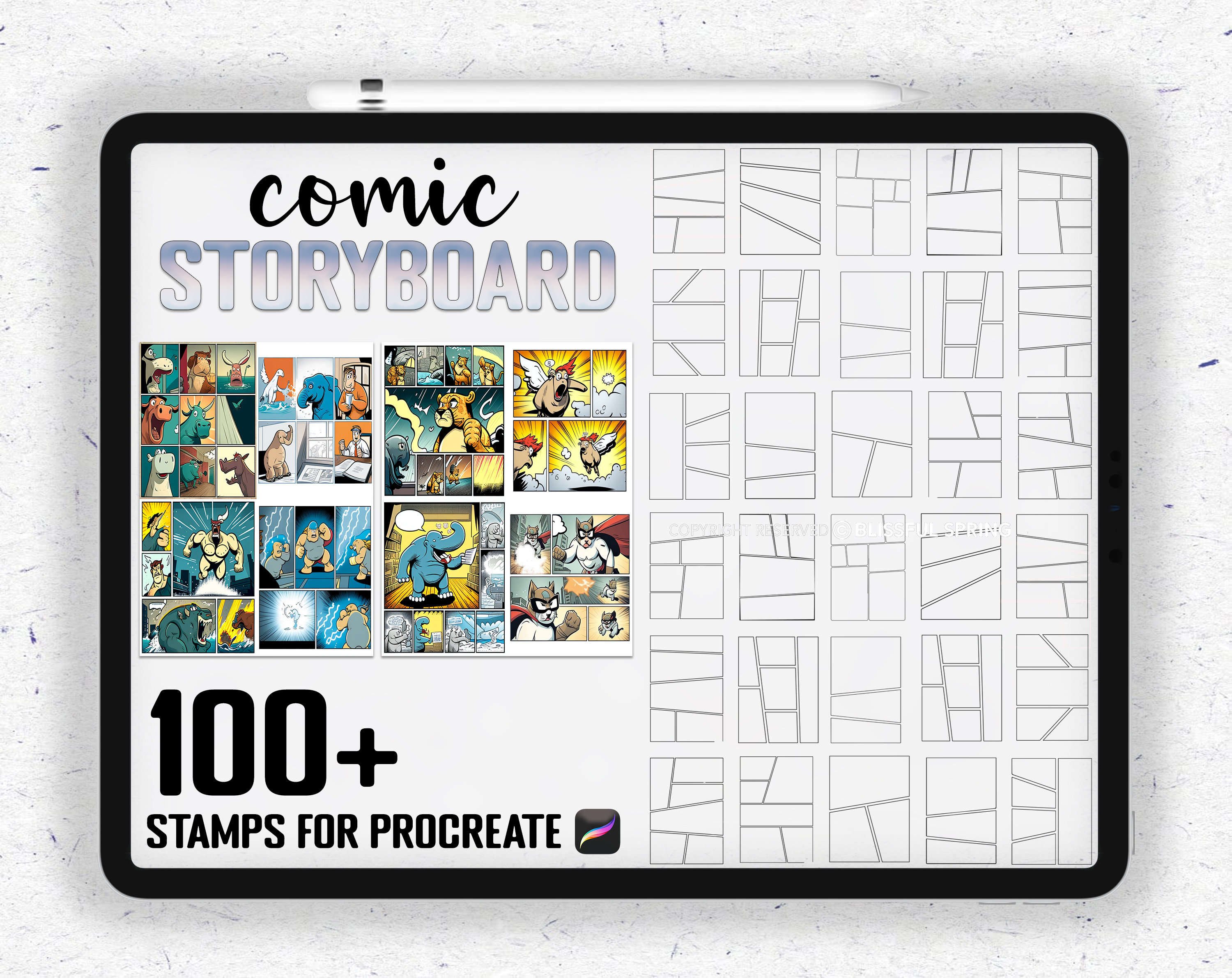 100 Procreate Comic Vorlage Stempel Pinsel, 100 Comic Vorlage Stempel Pinsel, Comic Storyboard ...