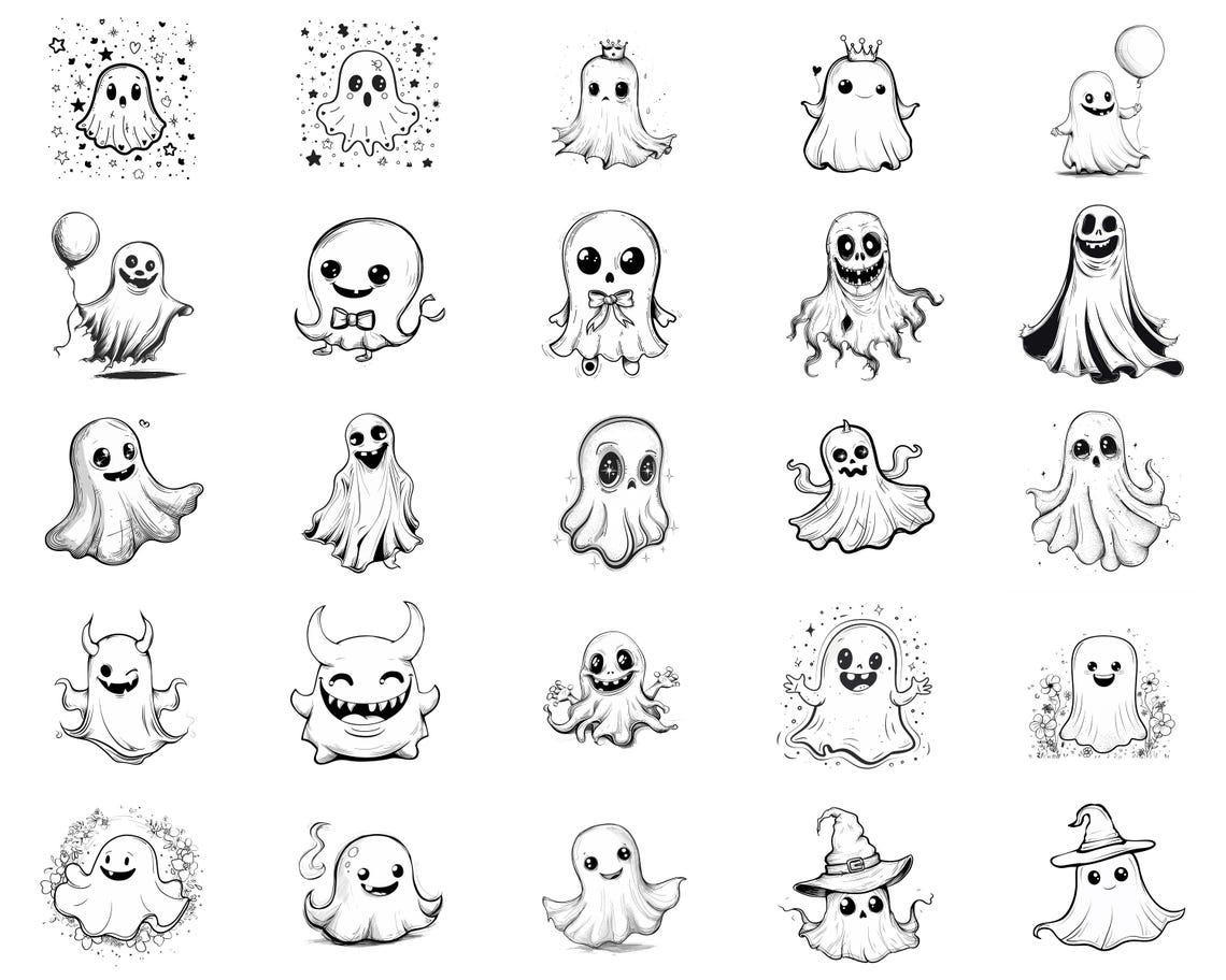100+ Cute Ghost Procreate Brush Set | Procreate Stamp Brushes | Instant ...