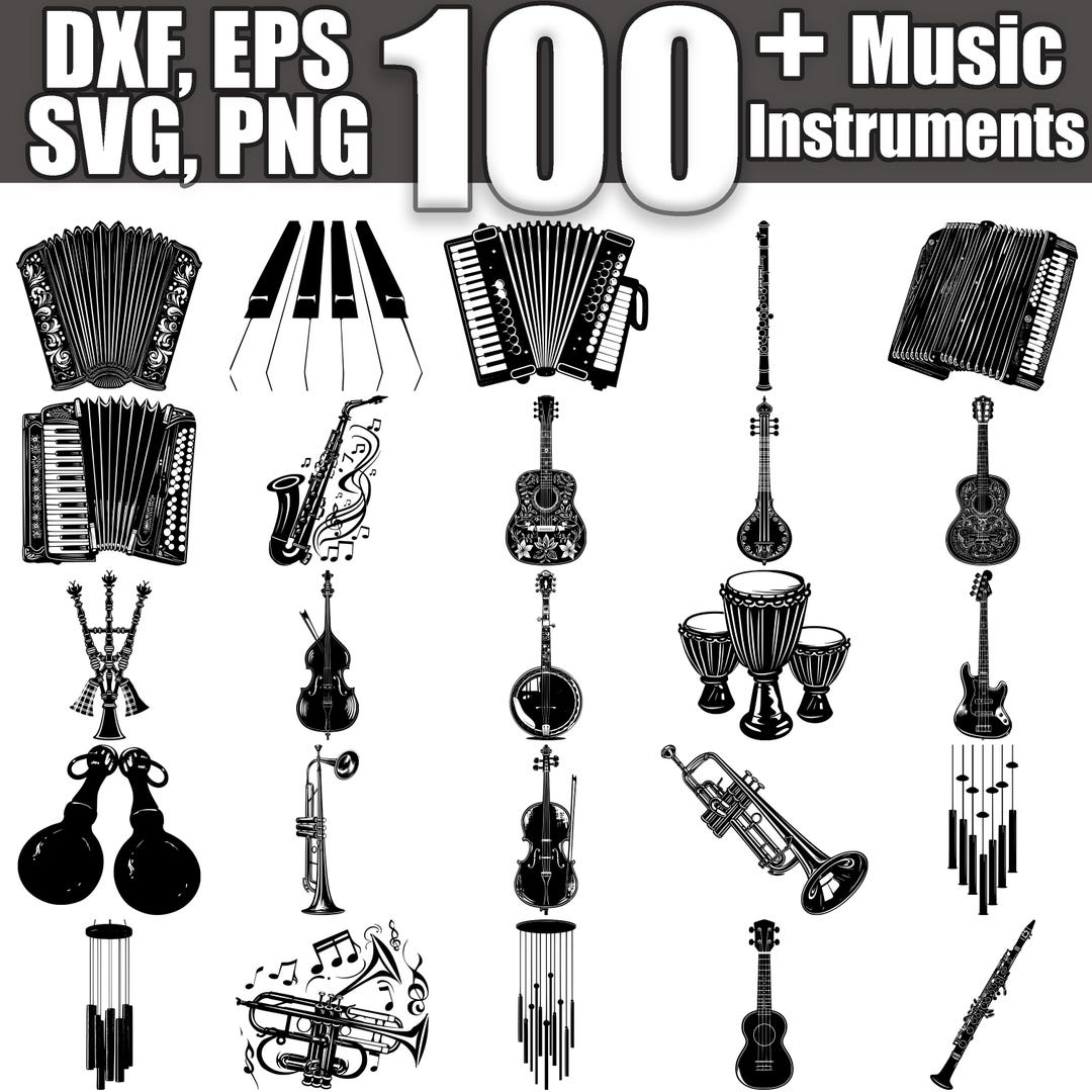 Music Instruments SVG Bundle, Set of 100, Instant Digital Download Svg ...