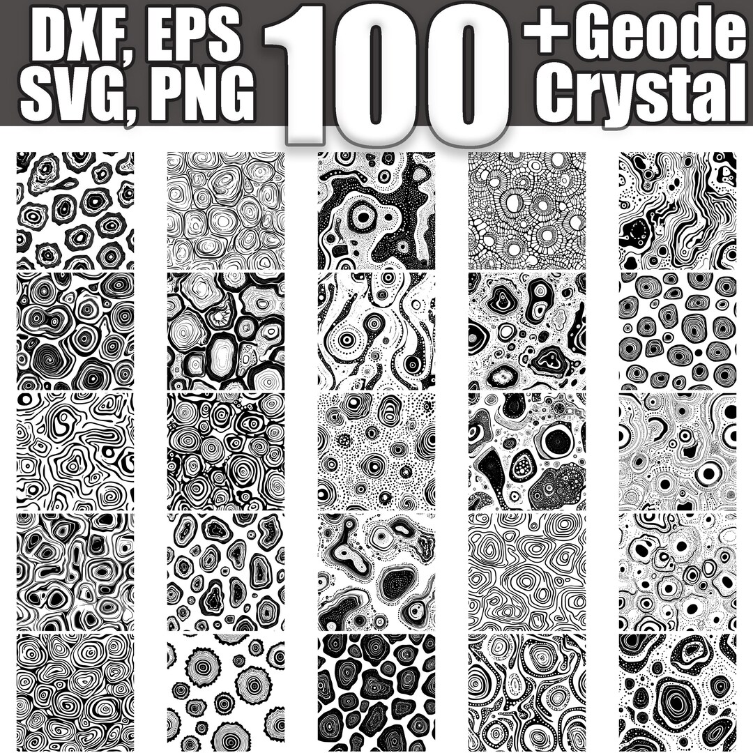 Geode Crystal Pattern Seamless Pattern SVG Bundle, Set of 100, Instant ...