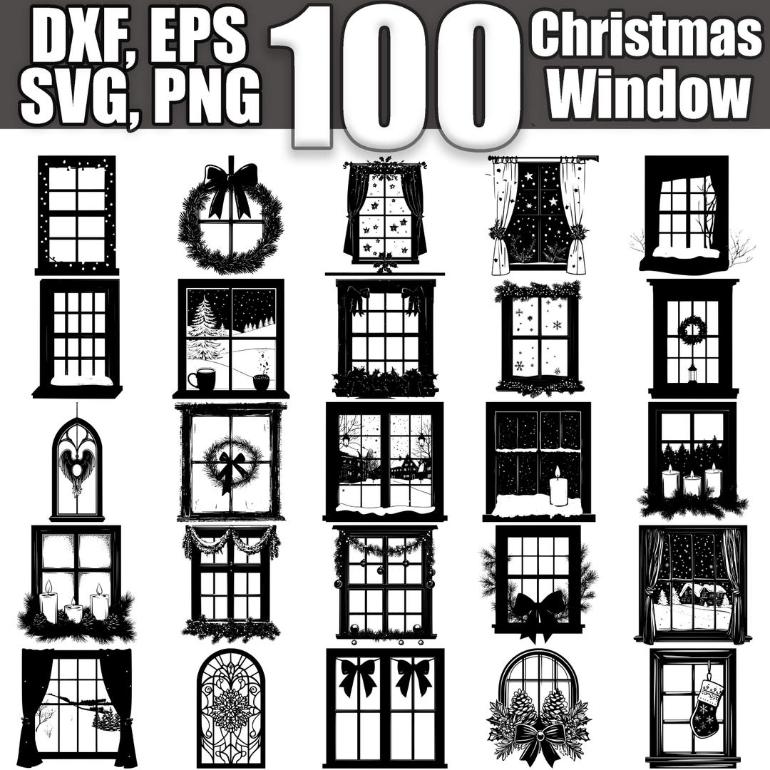 Christmas Window SVG Bundle, Set of 100, Instant Digital Download Svg ...