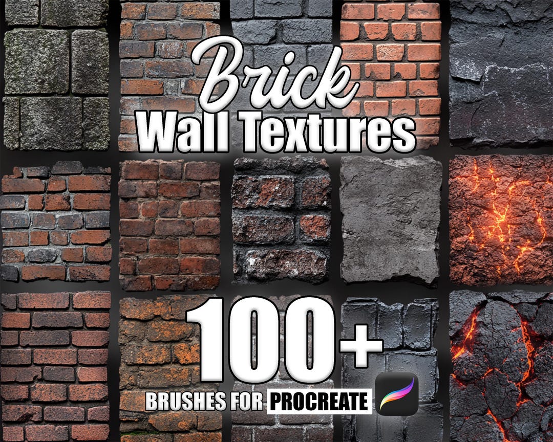 Brick Wall Texture Procreate Brushes: 100+ Seamless Patterns (instant ...