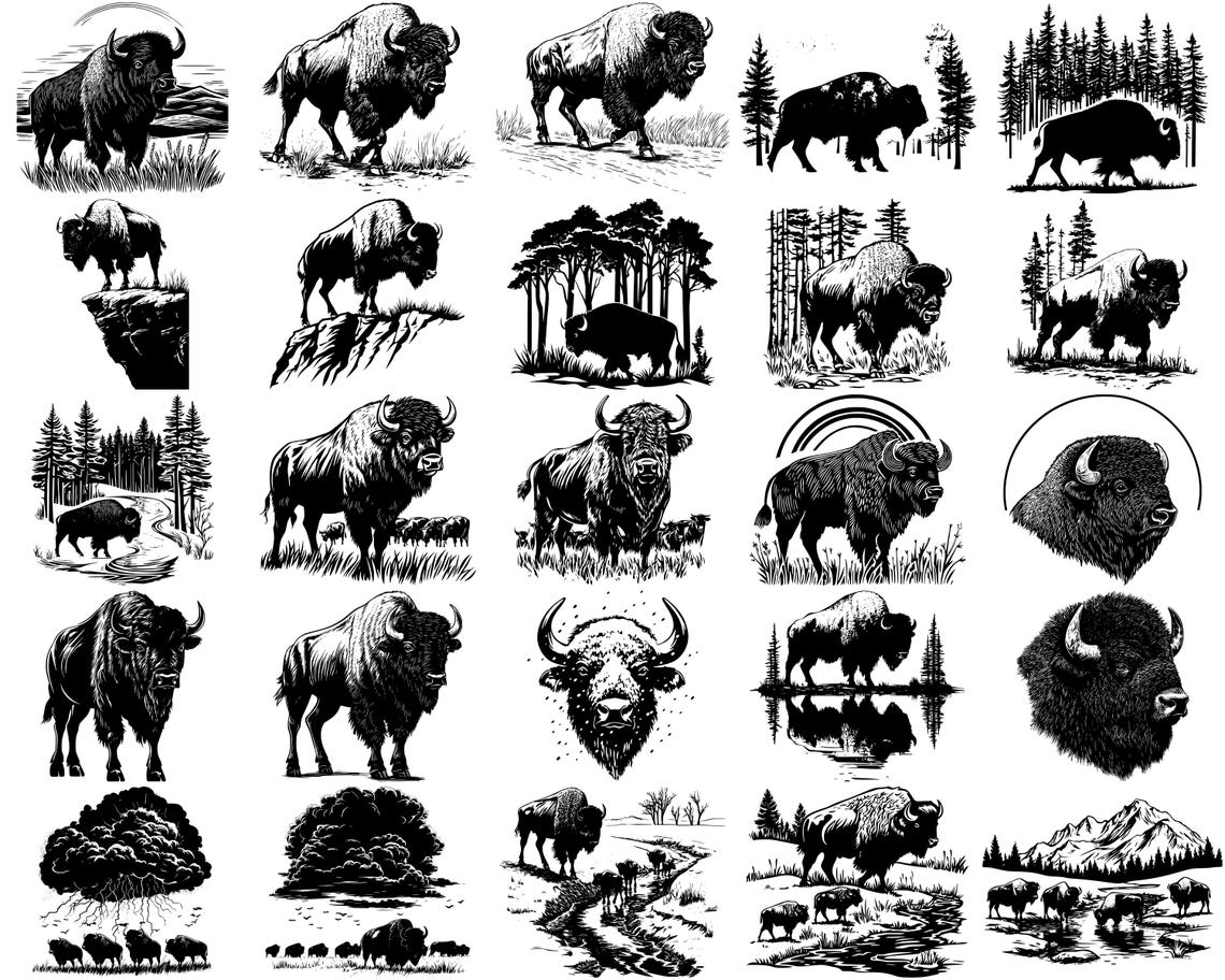 Bison SVG Bundle, Set of 100, Instant Digital Download Svg Png Dxf Eps ...