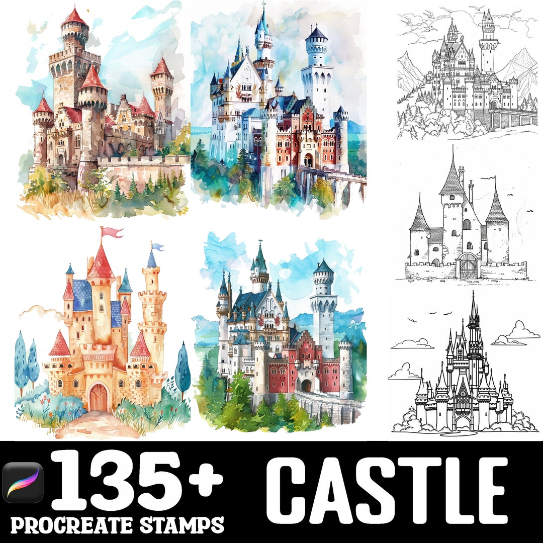 135 Castle Procreate Brush Set | Stamps for Procreate | Instant Digital Download - Etsy