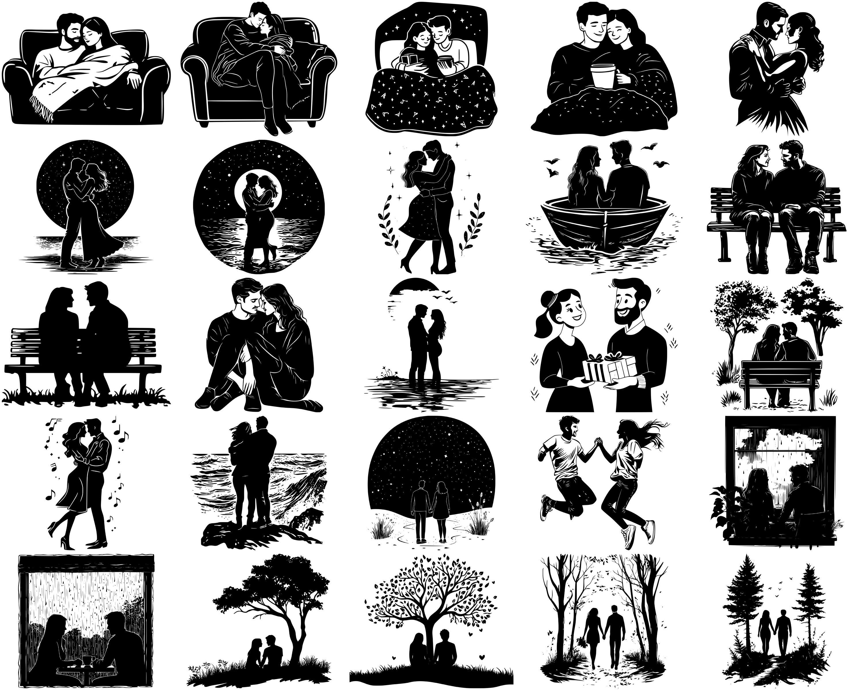 Couple Poses SVG Bundle, Set of 100, Instant Digital Download Svg Png ...