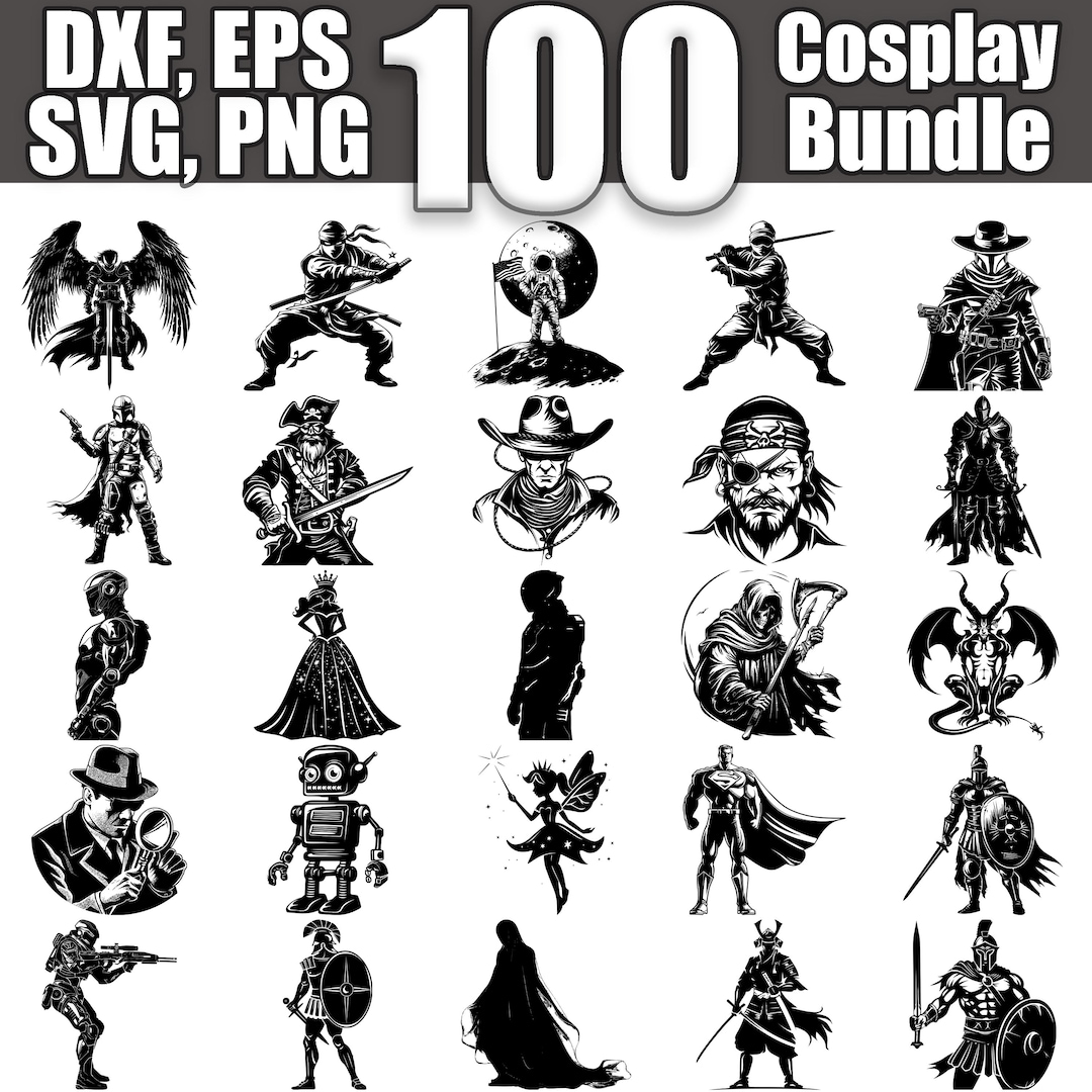 Cosplay SVG Bundle, Set of 100, Instant Digital Download Svg Png Dxf ...