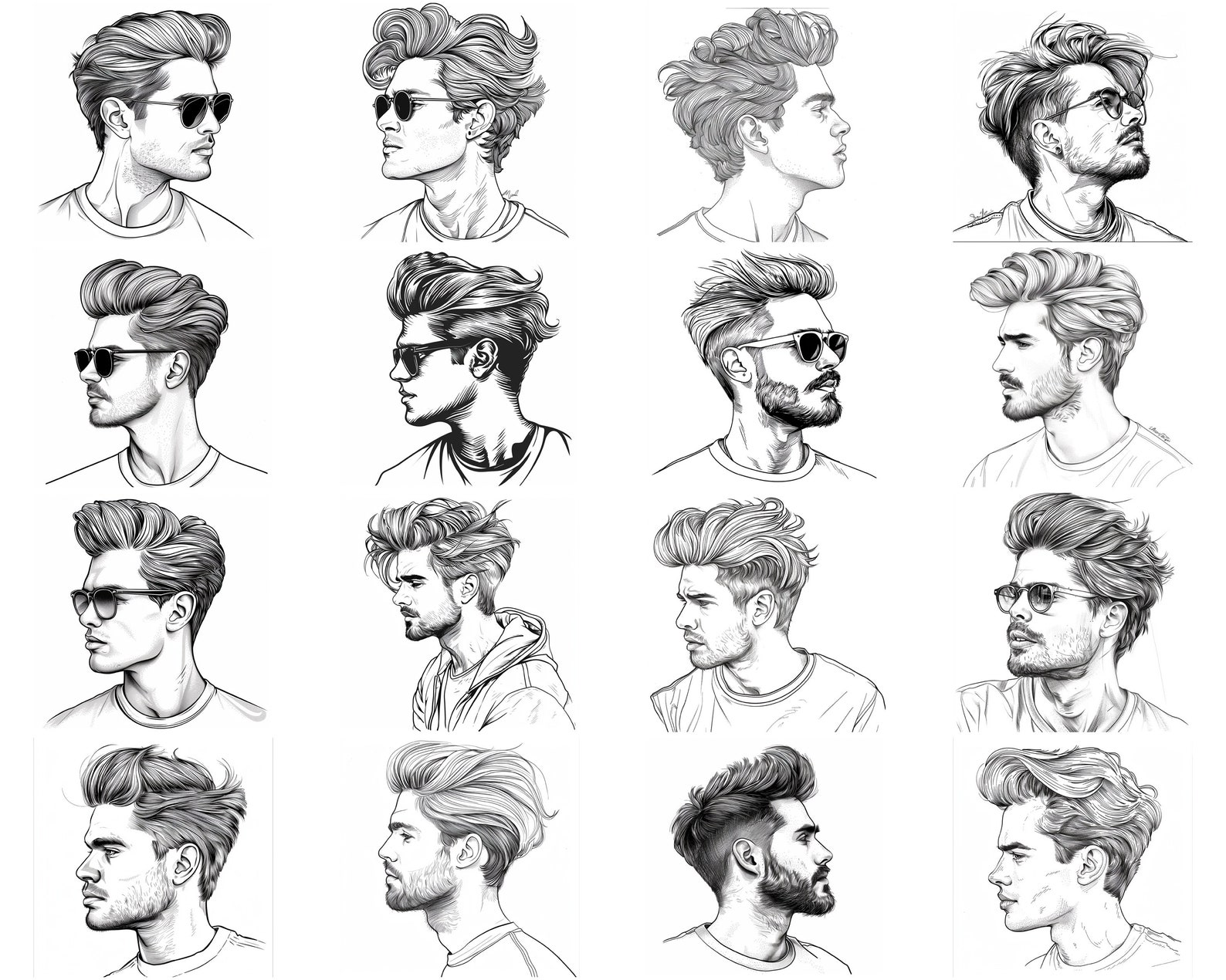 155+ Man Stylish Hair Style Procreate Brush Set | Stamps for Procreate ...