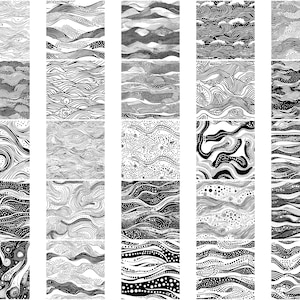 Ocean Waves Seamless Pattern SVG Bundle: 100 Coastal Designs (digital ...