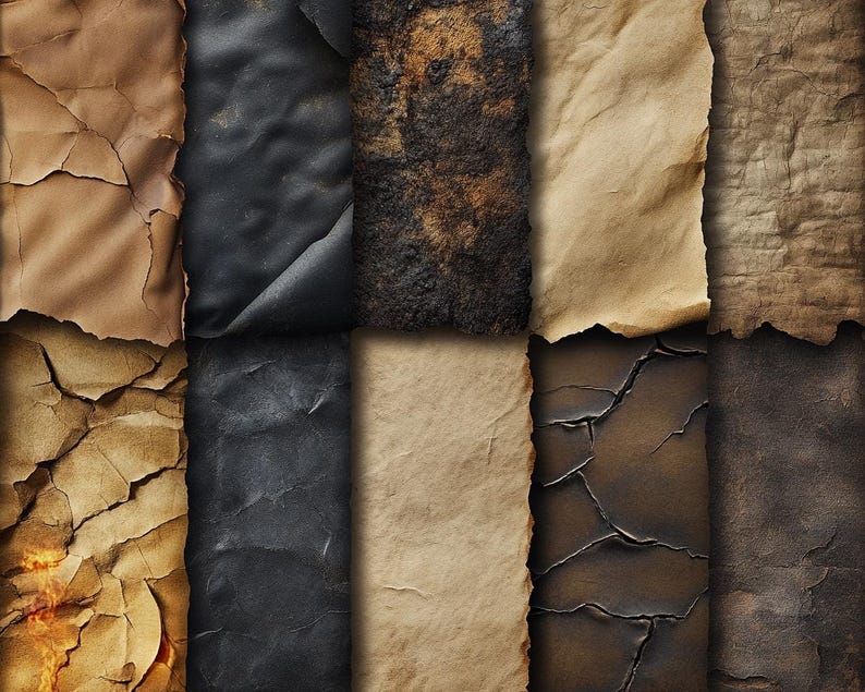 Burnt Paper Texture Brushes: 100+ Seamless Procreate Patterns (instant ...
