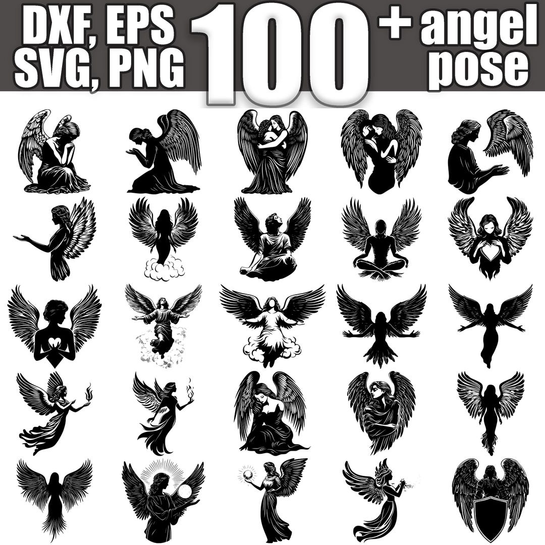 Angel Pose SVG Bundle, Set of 100, Instant Digital Download Svg Png Dxf ...