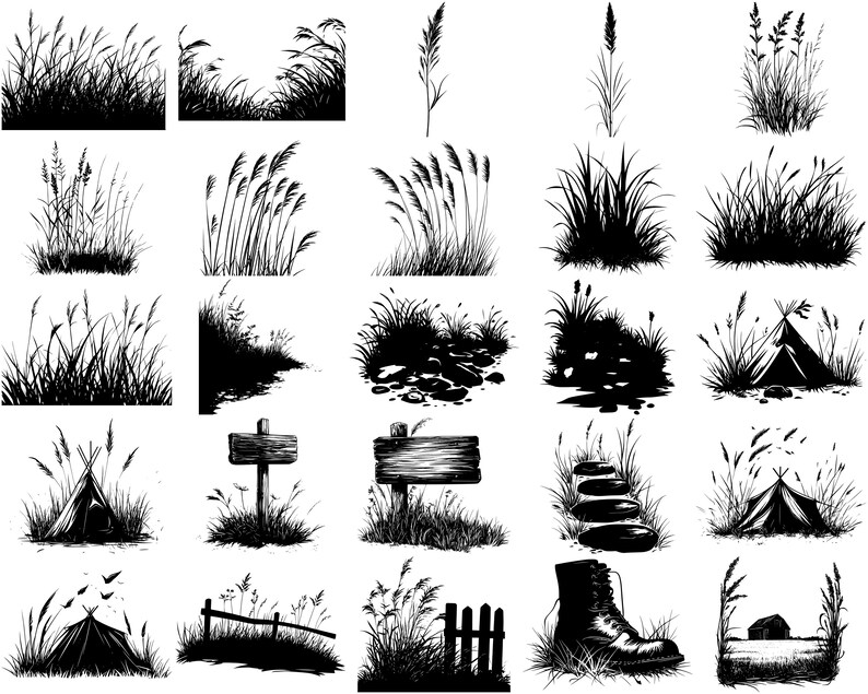 Grass SVG Bundle, Set of 100, Instant Digital Download Svg Png Dxf Eps ...