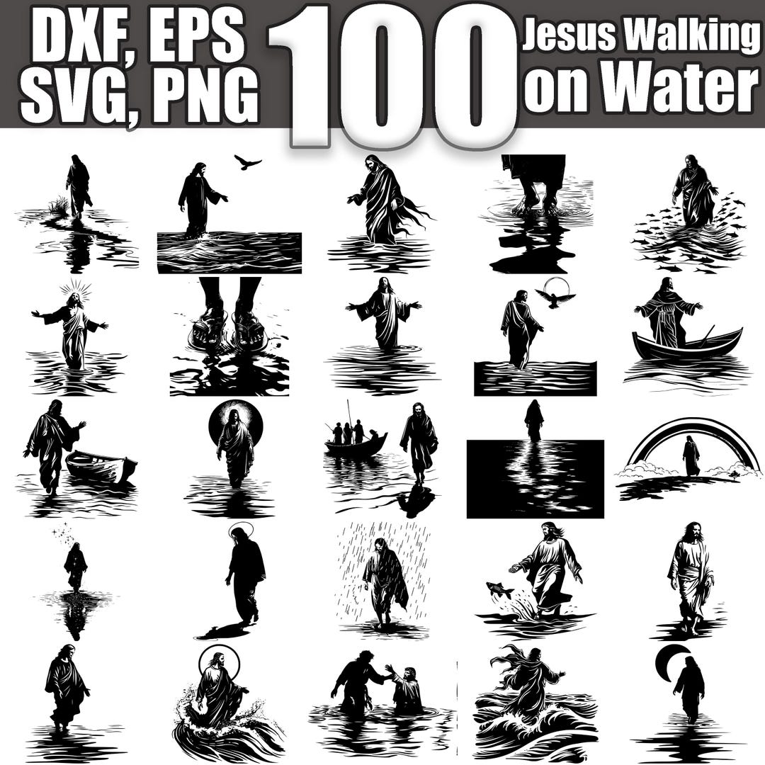 Jesus Walking on Water SVG Bundle: Christian Designs (digital Download ...