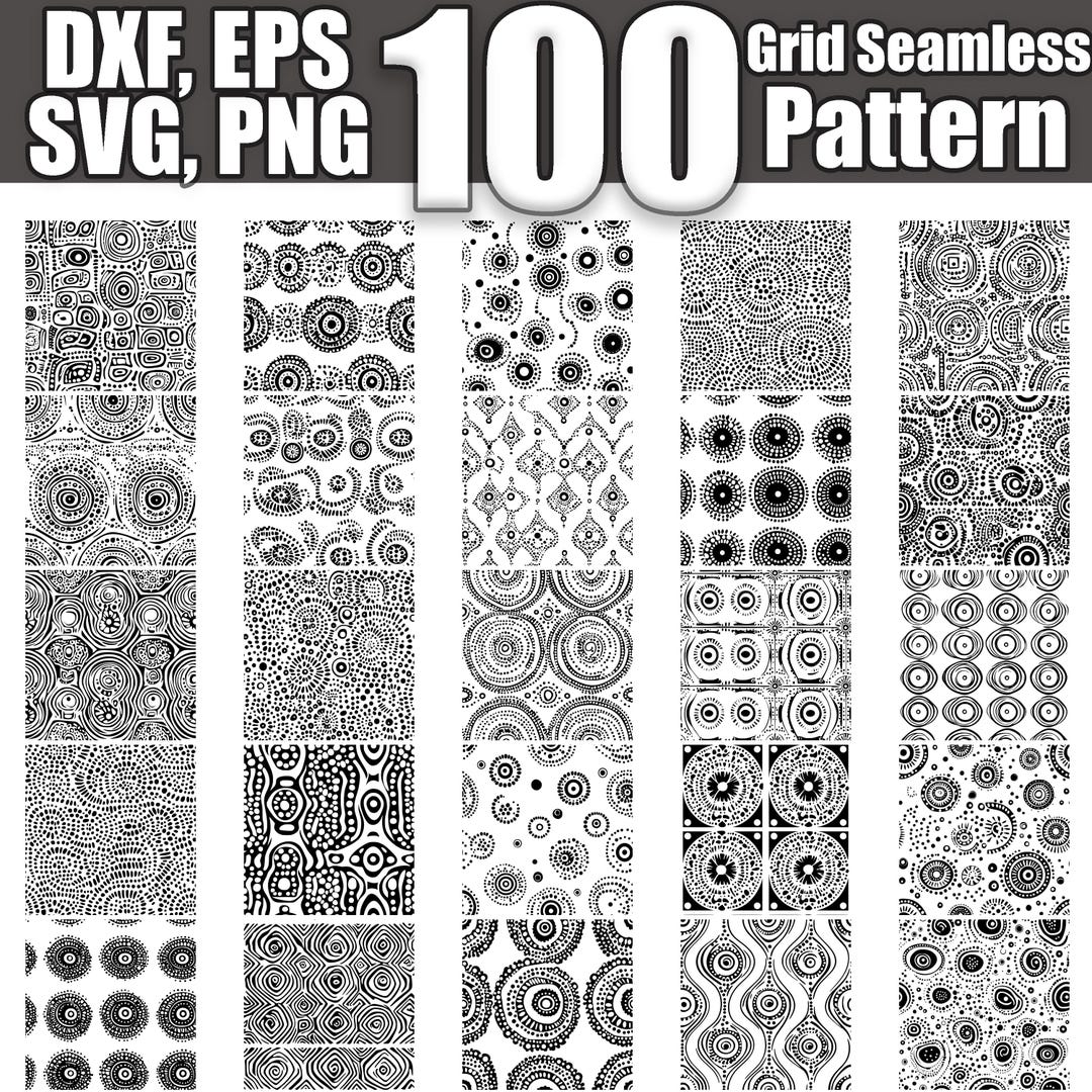 Grid Seamless Pattern SVG Bundle, Set of 100, Instant Digital Download ...