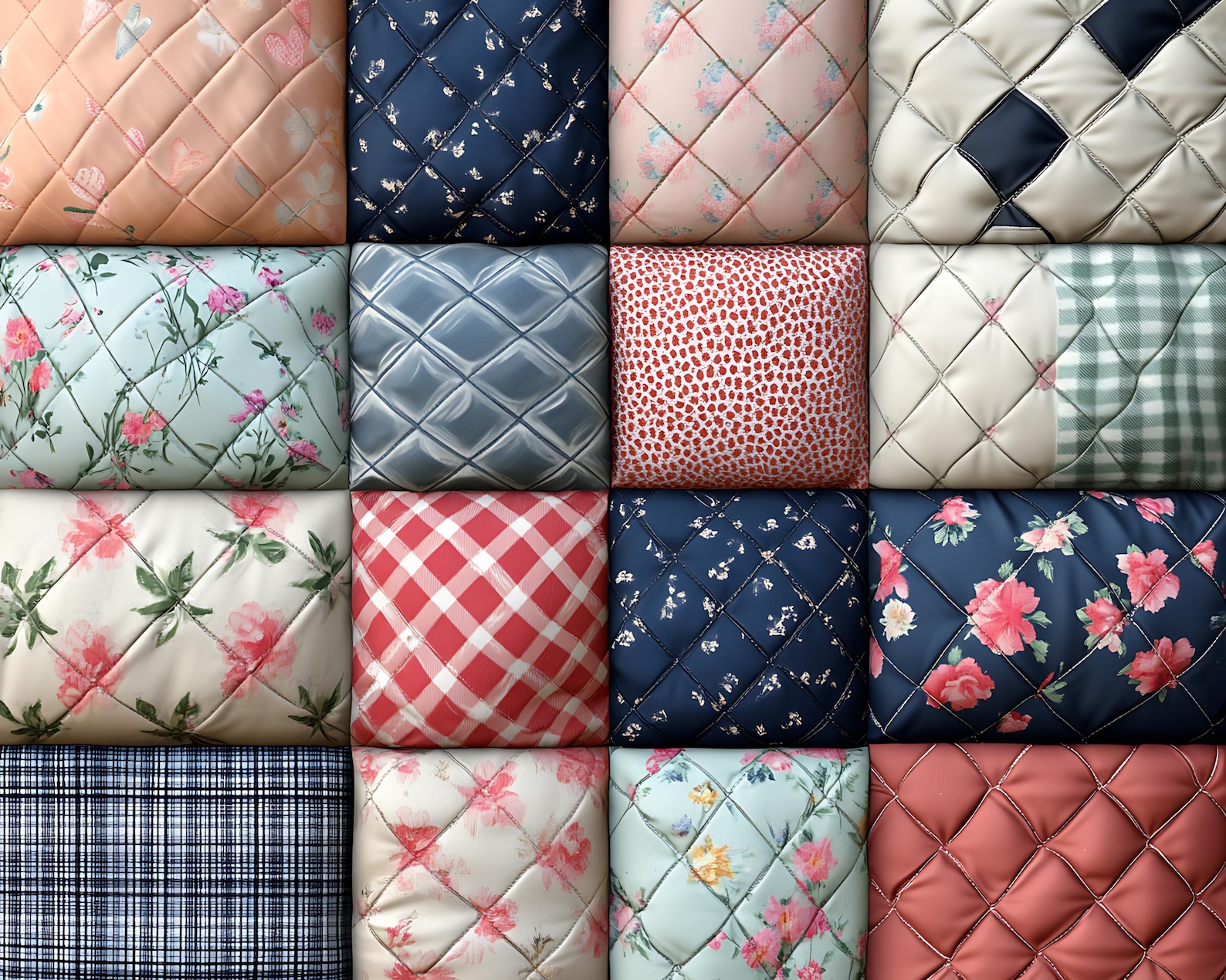 100+ Puffed Quilt Texture Procreate Brushes: Seamless Patterns (digital ...