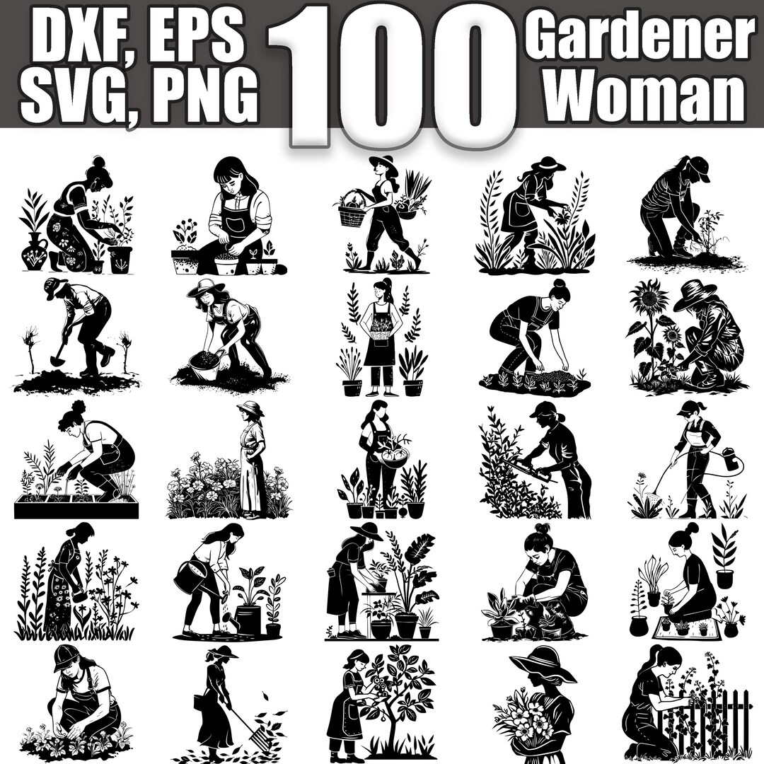 Gardener Woman SVG Bundle, Set of 100, Instant Digital Download Svg Png ...