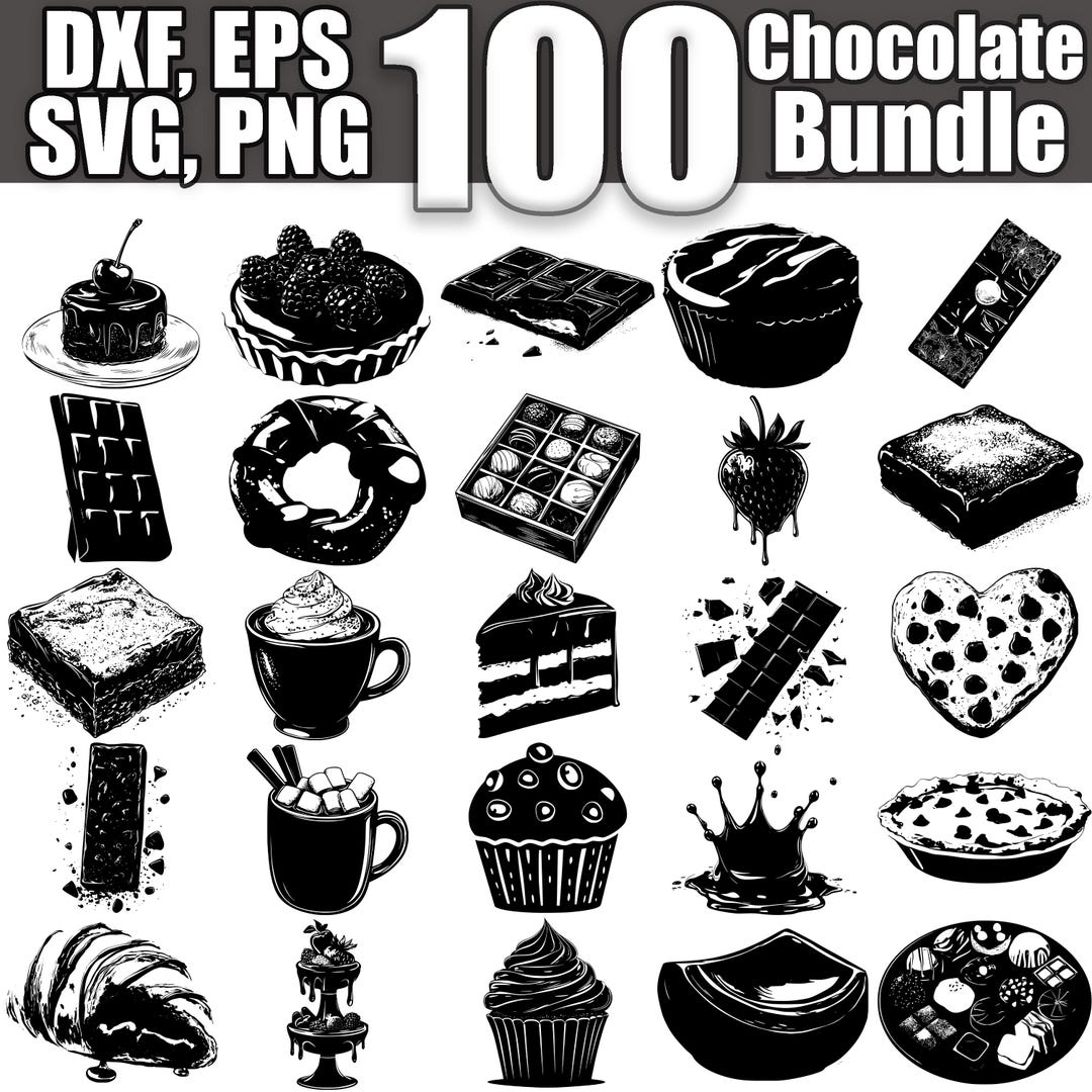 Chocolate SVG Bundle, Set of 100, Instant Digital Download Svg Png Dxf ...