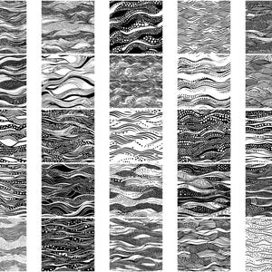 Ocean Waves Seamless Pattern SVG Bundle: 100 Coastal Designs (digital ...
