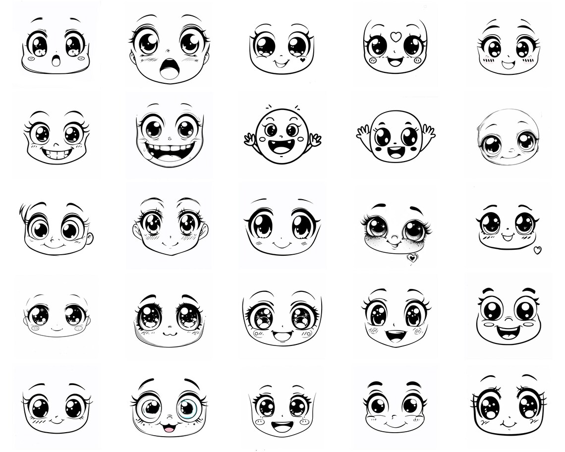 100+ Cute Kawaii Face Procreate Brush Set | Procreate Stamp Brushes ...