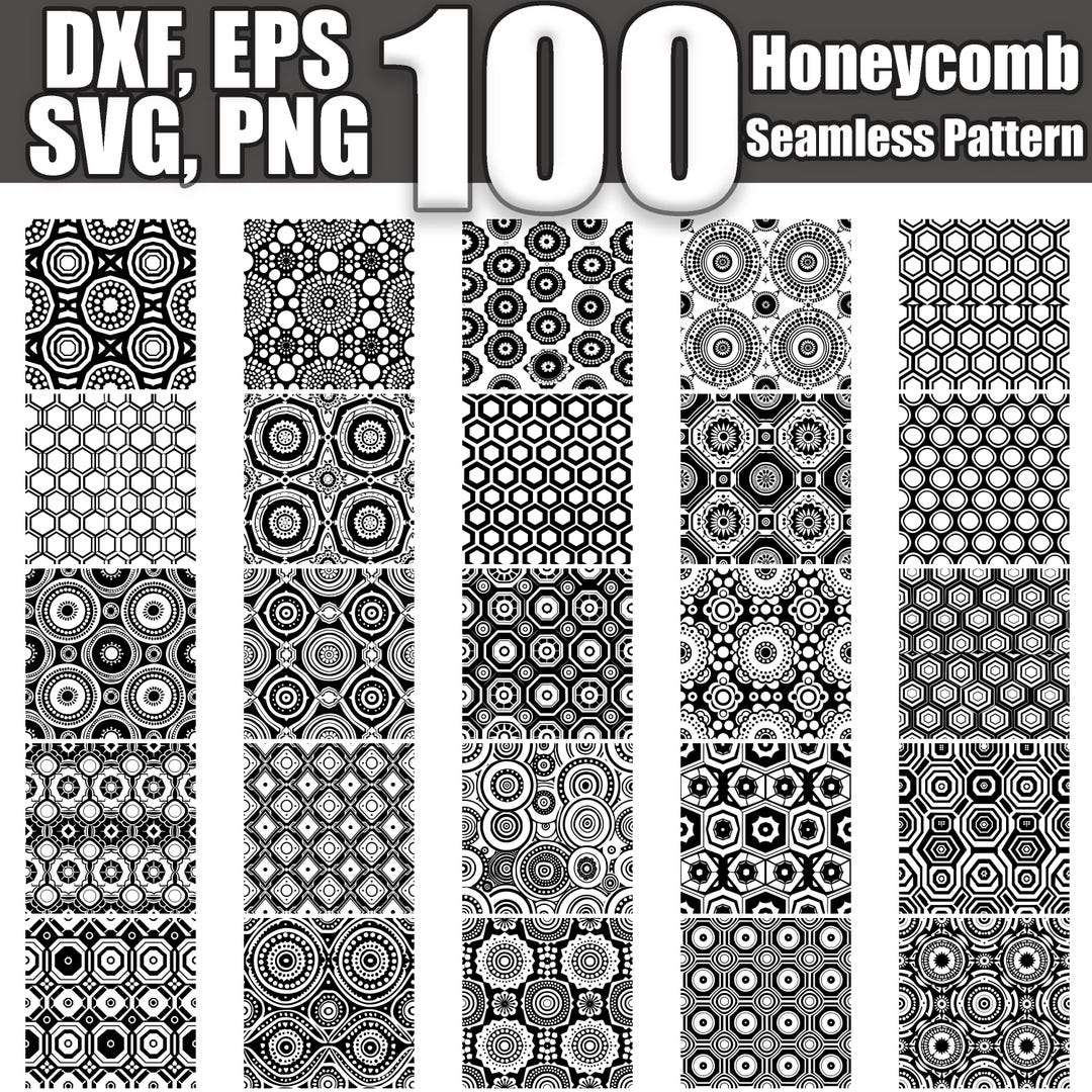 Honeycomb Seamless Pattern SVG Bundle: 100 Designs (digital Download ...