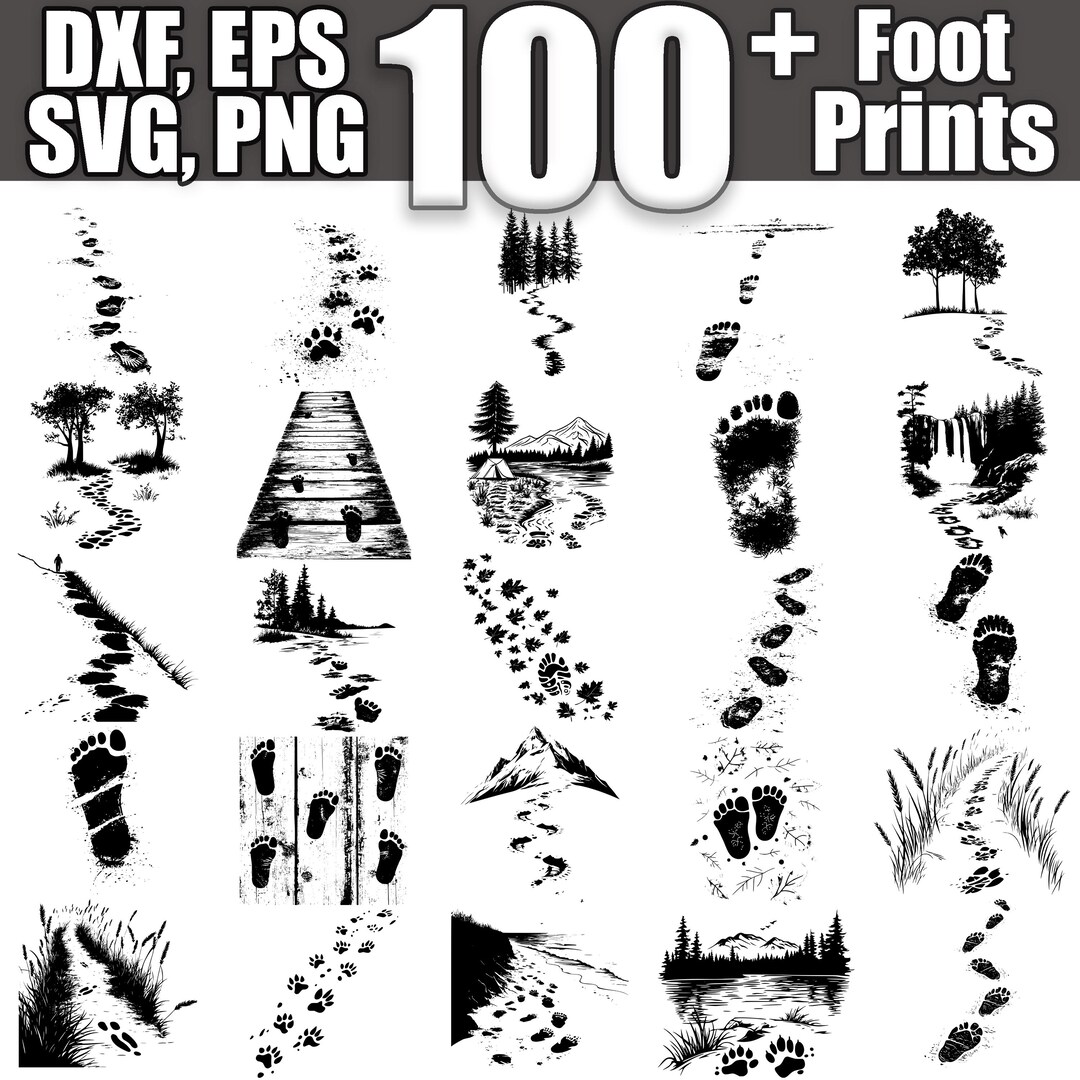 Foot Prints SVG Bundle, Set of 100, Instant Digital Download Svg Png ...