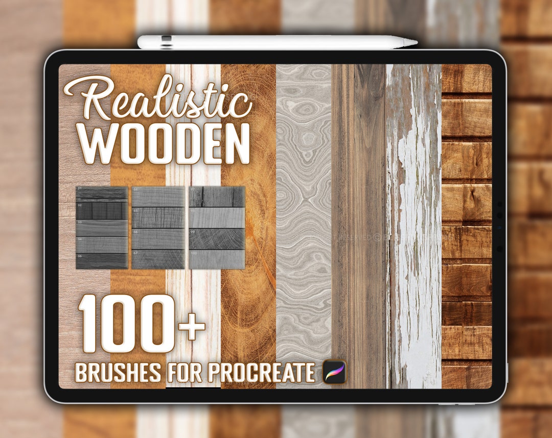 100+ Wood Texture Procreate Brushes: Seamless Stamps (instant Download ...