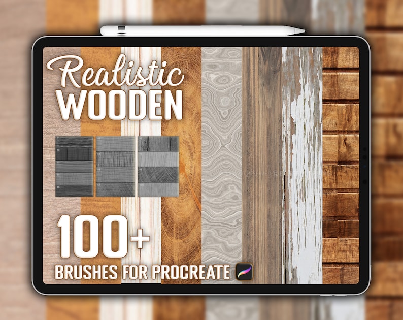 100+ Wood Texture Procreate Brushes: Seamless Stamps (instant Download ...