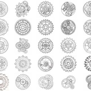 128+ Mechanical Gears Procreate Brush Set | Stamps for Procreate ...
