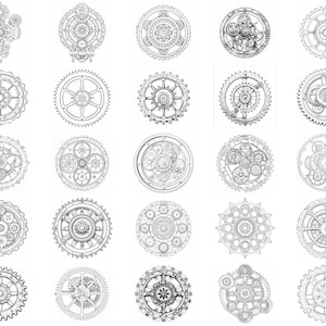 128+ Mechanical Gears Procreate Brush Set | Stamps for Procreate ...