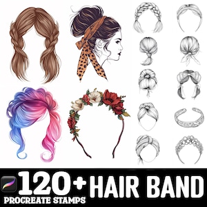 120+ Hair Band Procreate Brush Set | Stamps for Procreate | Instant ...