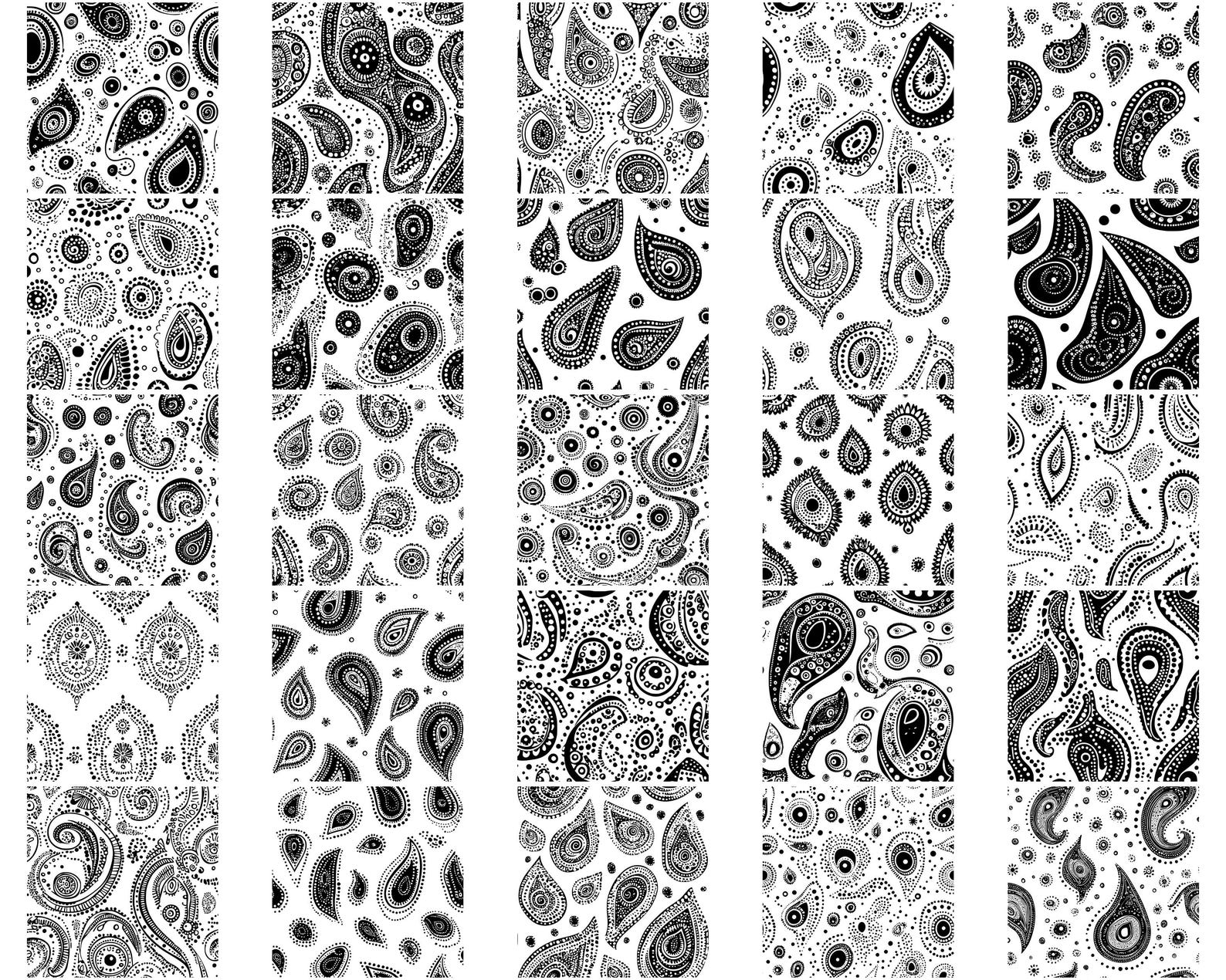 Bohemian Paisley Seamless Pattern SVG Bundle: 100 Designs (digital ...