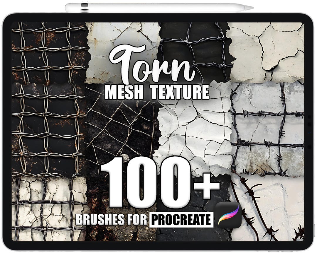 100+ Torn Mesh Texture Procreate Pattern Brushes, Seamless Textures ...