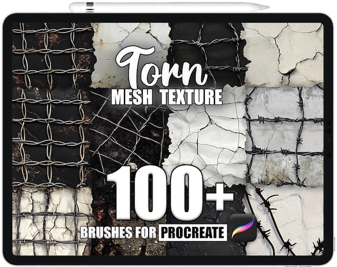 100+ Torn Mesh Texture Procreate Pattern Brushes | Seamless Textures ...