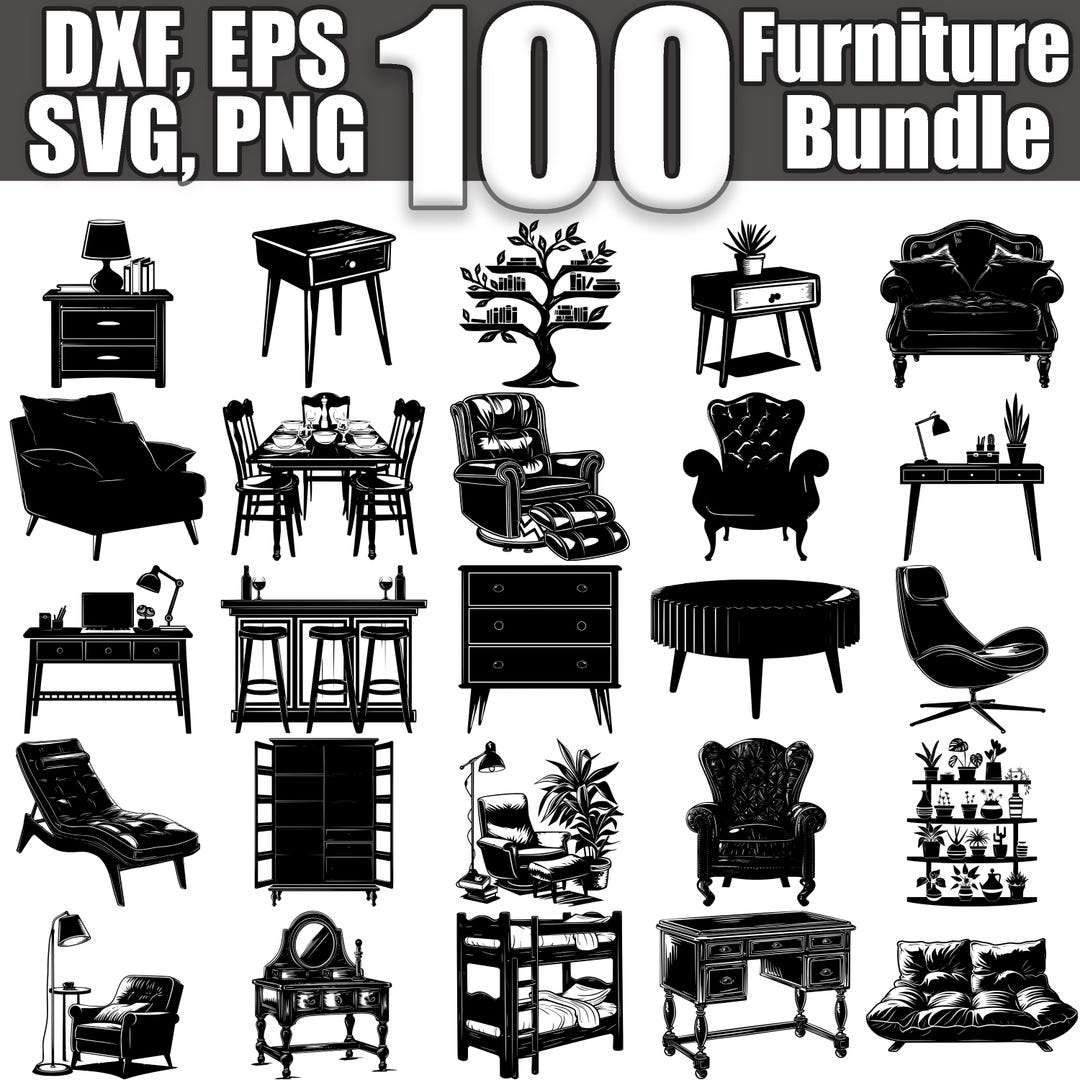 Furniture SVG Bundle, Set of 100, Instant Digital Download Svg Png Dxf ...