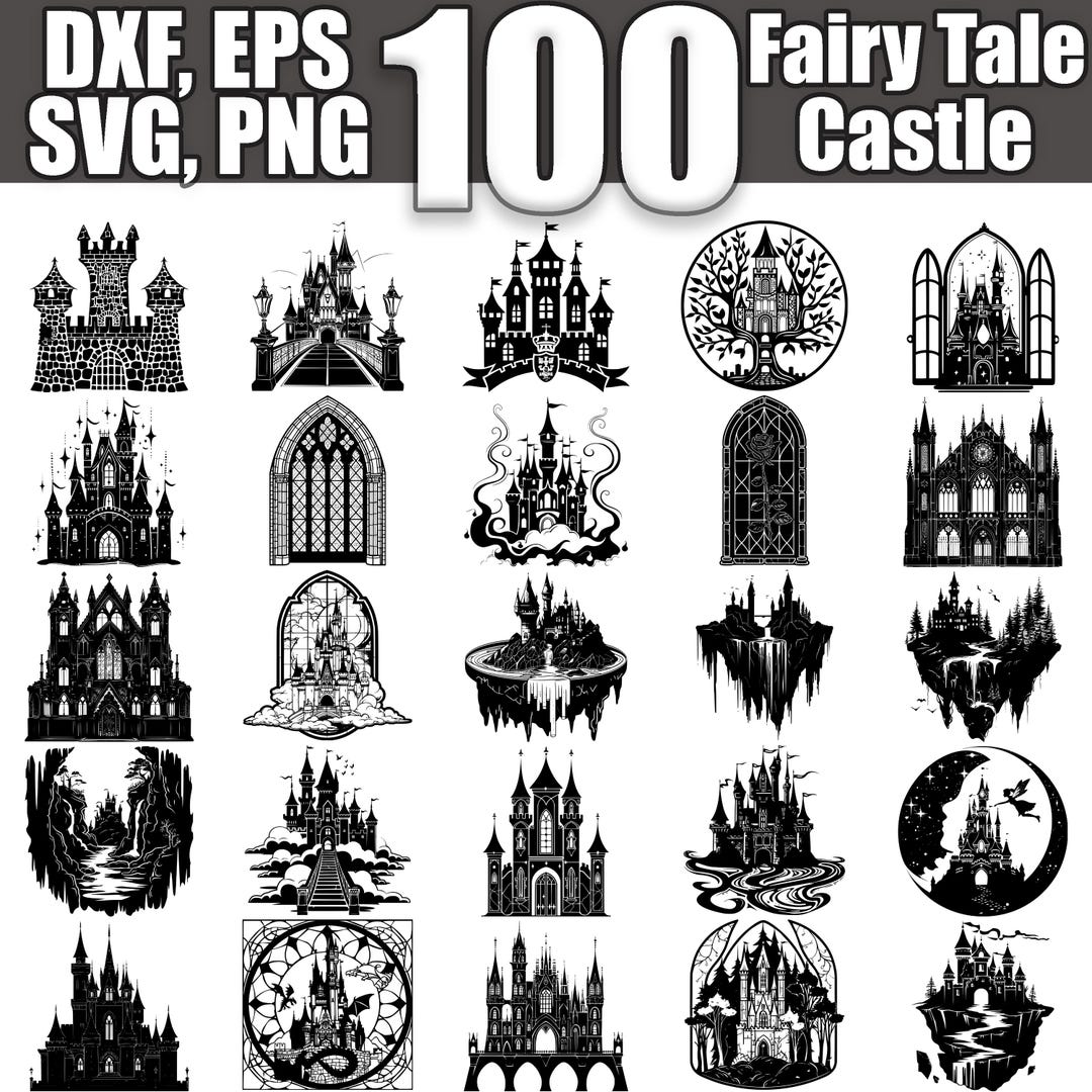 Fairy Tale Castle Stained Glass Window SVG Bundle: 100 Designs (digital ...