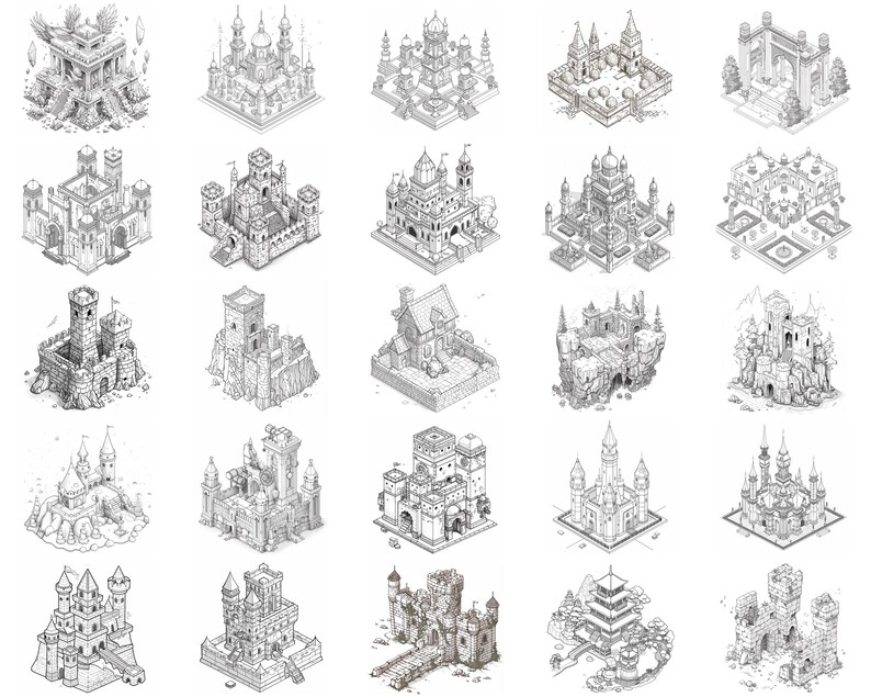100+ Isometric Castle Procreate Brush Set | Procreate Stamp Brushes ...