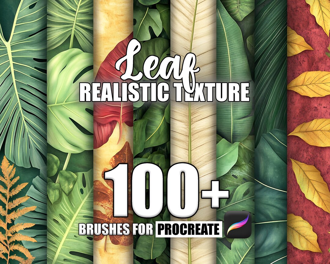 100+ Leaf Texture Procreate Brushes: Seamless Pattern Brush Set ...