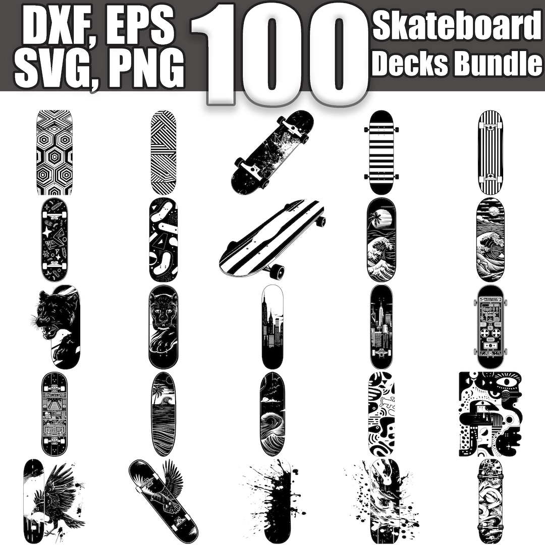 Skateboard Decks SVG Bundle, Set of 100, Instant Digital Download Svg ...