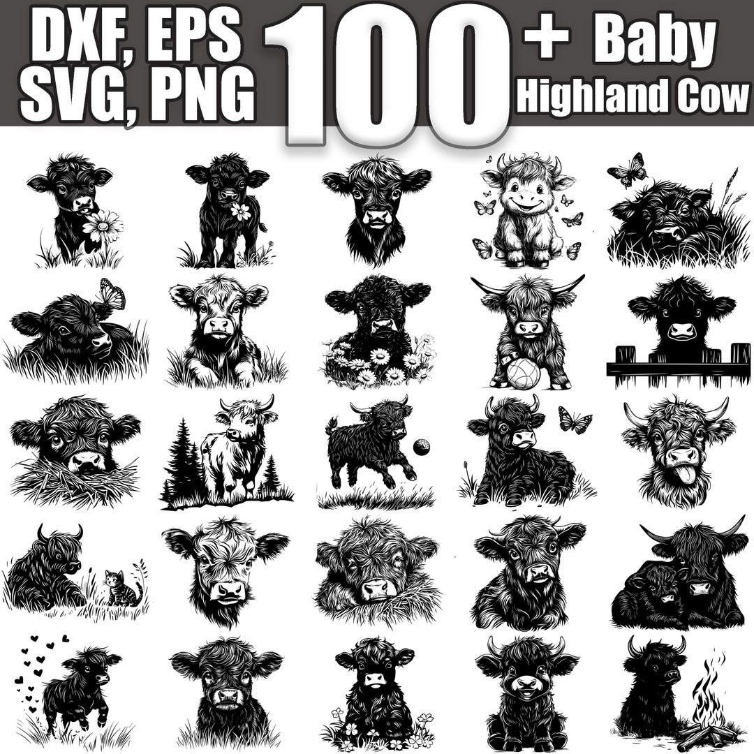 Baby Highland Cow SVG Bundle, Set of 100, Instant Digital Download Svg ...