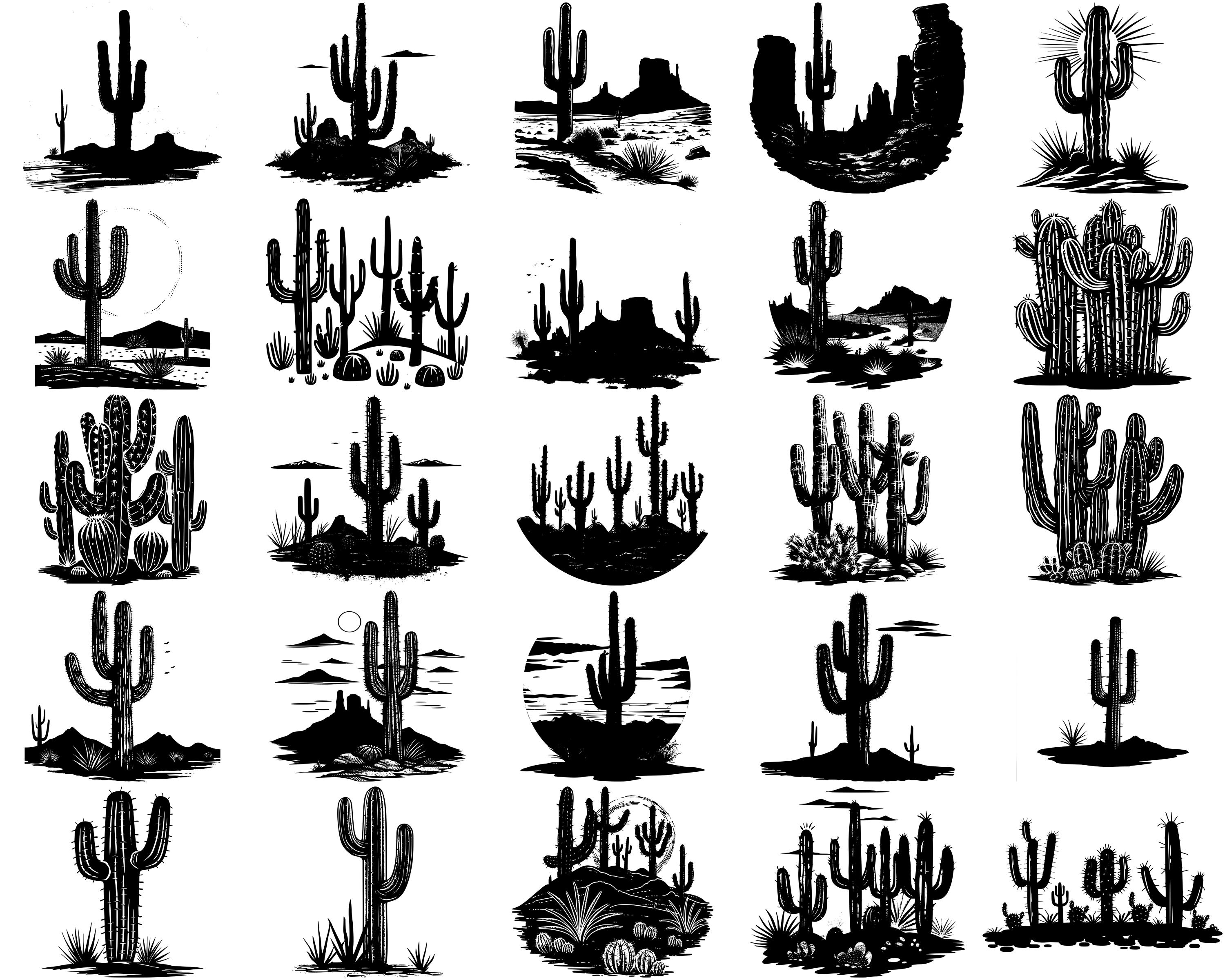Desert Cactus SVG Bundle: 100 Southwestern Designs (digital Download ...