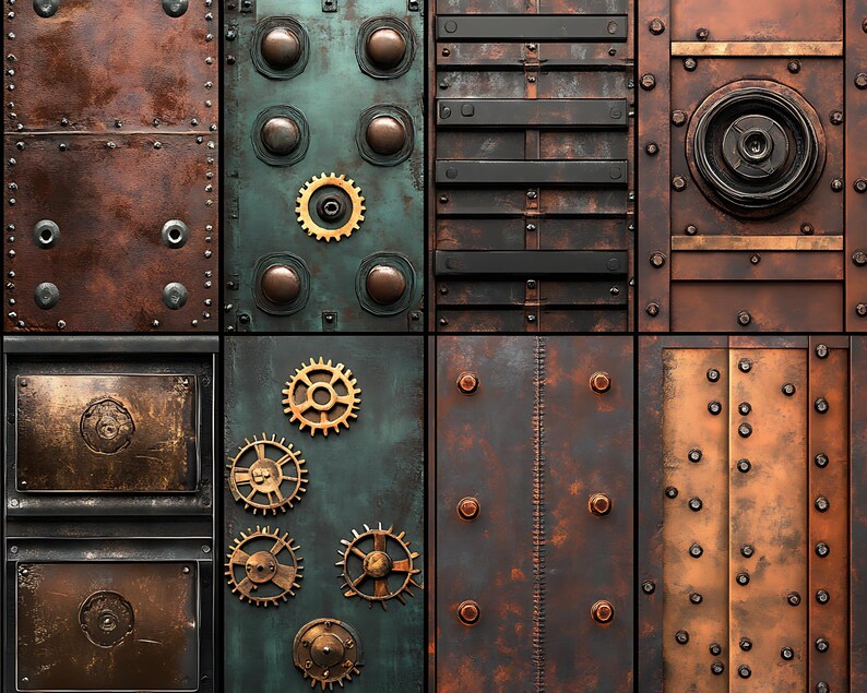 100+ Steampunk Metal Texture Procreate Brushes: Seamless Industrial ...