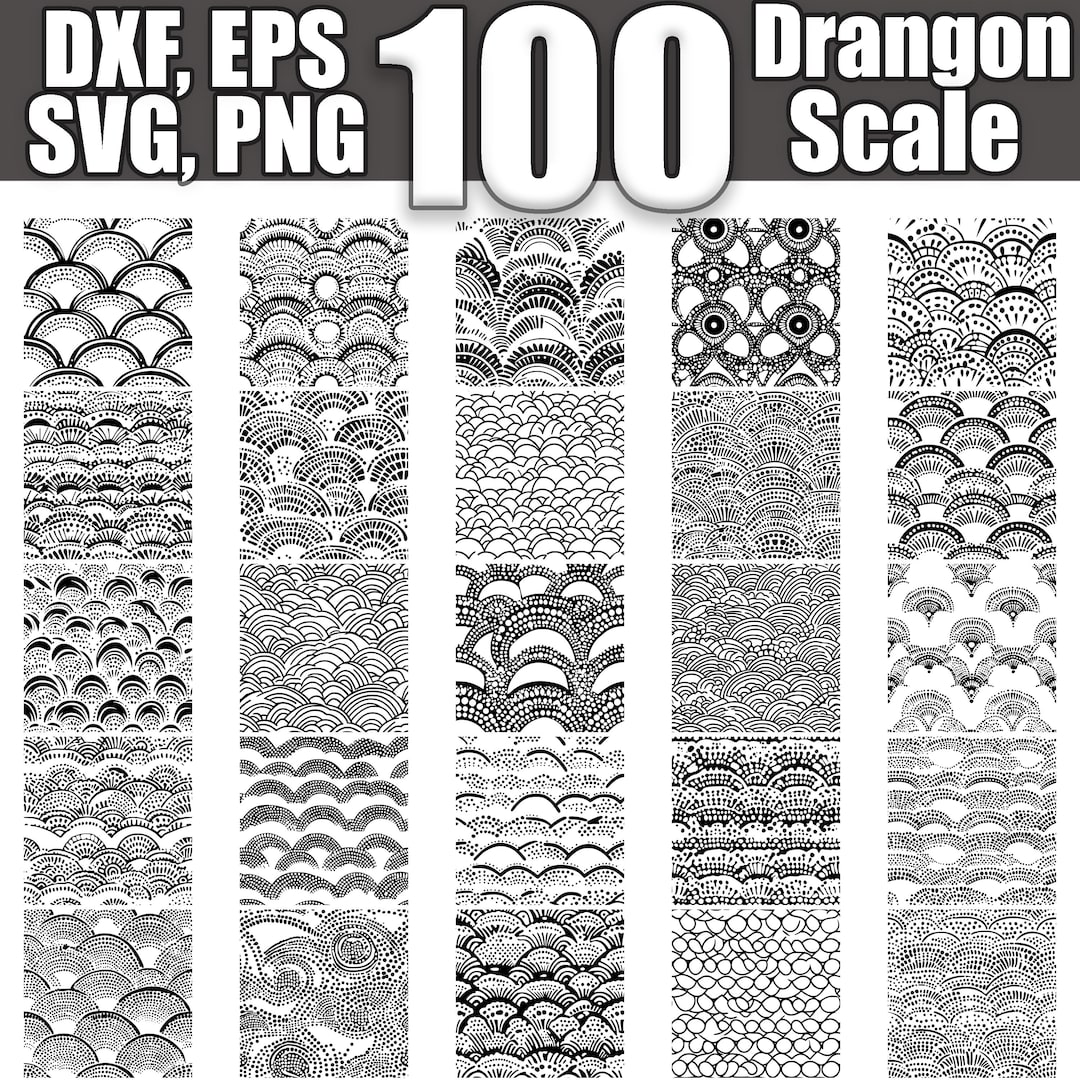 Dragon Scale Seamless Pattern SVG Bundle: 100 Fantasy Designs (digital ...