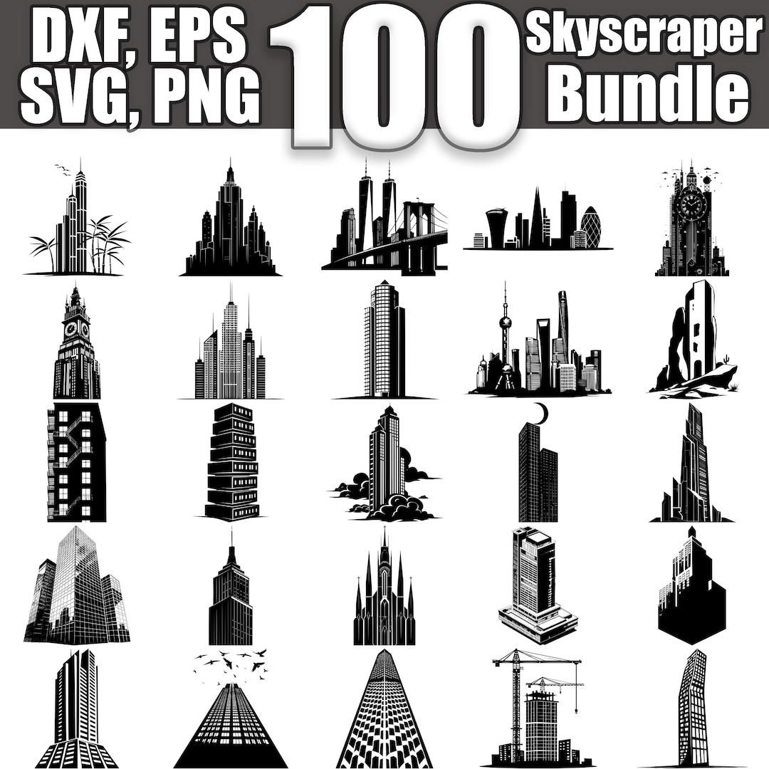 Skyscraper SVG Bundle, Set of 100, Instant Digital Download Svg Png Dxf ...