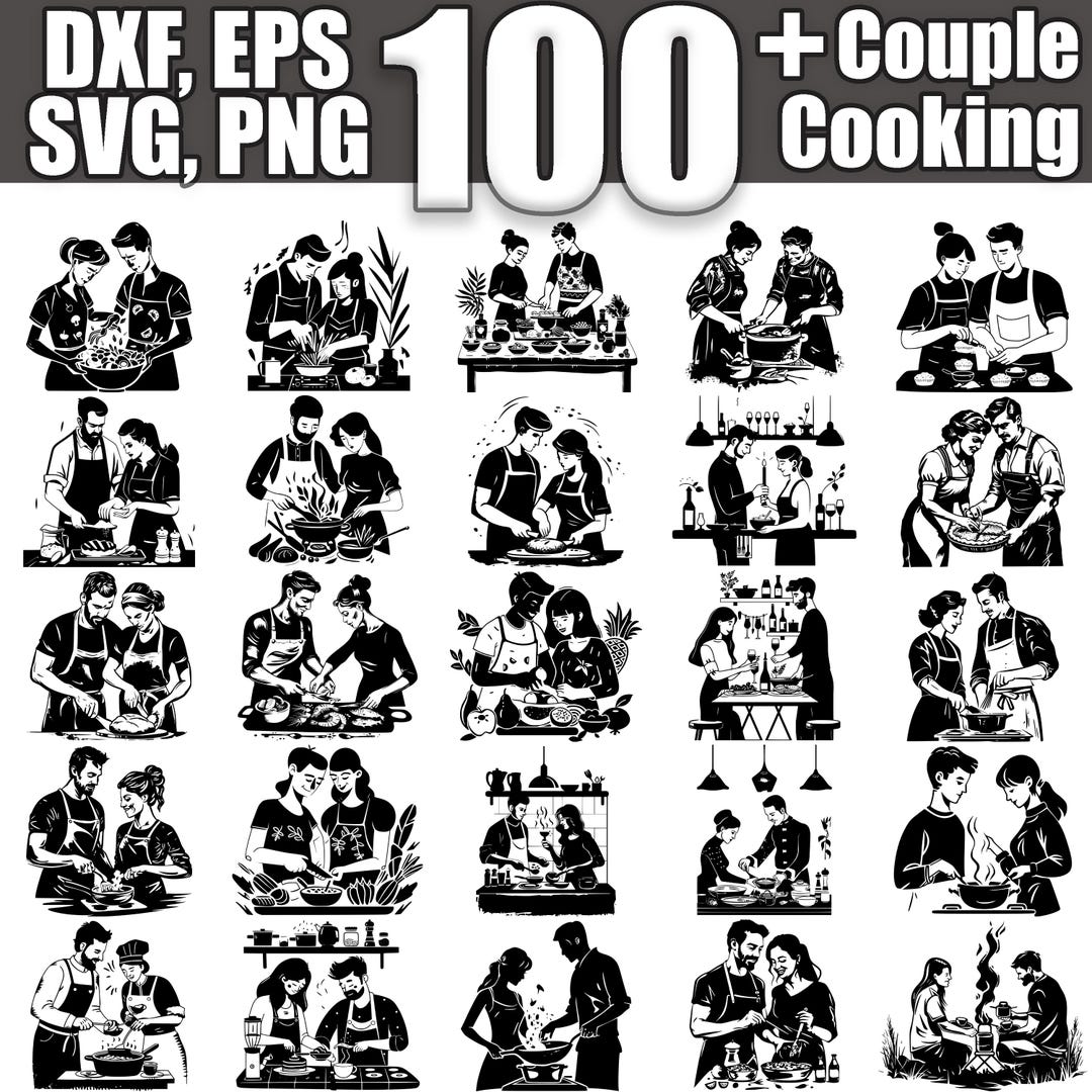 Couple Cooking SVG Bundle, Set of 100, Instant Digital Download Svg Png ...